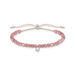 Thomas Sabo Armband mit rosa Jaspis-Beads und weißem Stein Silber