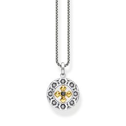 Thomas Sabo Kette Kreuz schwarze Steine gold