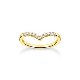 Thomas Sabo Ring V-Form mit weißen Steinen gold