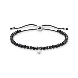 Thomas Sabo Armband mit schwarzen Onyx-Beads und weißem Stein Silber