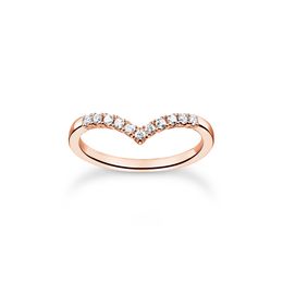 Thomas Sabo Ring V-Form mit weißen Steinen roségold