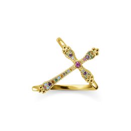 Thomas Sabo Ring Royalty Kreuz gold farbige Steine