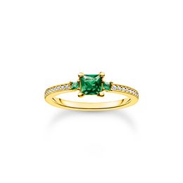 Thomas Sabo Ring mit grünen und weißen Steinen gold