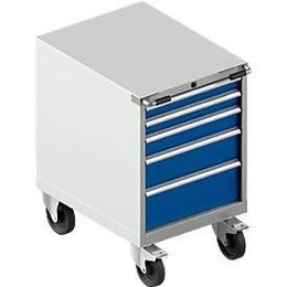 Schäfer Shop Schäfer Shop Select Schubladenschrank mit Rollen WSK 36-27, 5 Schübe, bis 200 kg, B 717 x T 572 x H 920 mm, lichtgrau/enzianblau