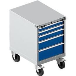 Schäfer Shop Schäfer Shop Select Schubladenschrank mit Rollen WSK 36-27, 5 Schübe, bis 200 kg, B 717 x T 572 x H 920 mm, weißaluminium/enzianblau