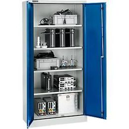 Schäfer Shop Schäfer Shop Select Schutzschrank nach IP 54, 4 Böden, B 950 x T 500 x H 1935 mm, weißaluminium RAL 9006/enzianblau