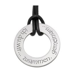 Firetti Kette mit Anhänger Schmuck Geschenk Halskette, Lederband, mit Zirkonia (synth), schwarz