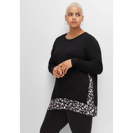 sheego by Joe Browns Große Größen: Longshirt mit floral bedruckten Einsätzen, schwarz, Gr.48/50