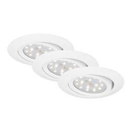 Briloner Leuchten LED Einbauleuchten 3er-Set weiß, 3xLED-Modul/3W