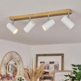 hofstein Javel Deckenleuchte Braun, Chrom, Holzoptik, 4-flammig