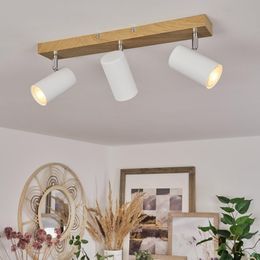hofstein Javel Deckenleuchte Braun, Chrom, Holzoptik, 3-flammig