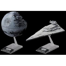 Bandai Modellbausatz Star Wars - Death Star+Star Destroyer, Maßstab 1:2700000 und 1:14500, grau