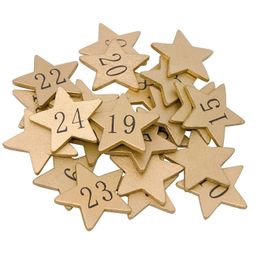 buttinette Adventskalender-Zahlen "Sterne" aus Holz, gold, 3,5 cm