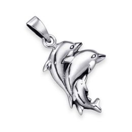 Materia Kettenanhänger Damen Silber Delfin Familie 45-60cm KA-345