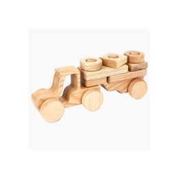 Lotes Toys Spielzeug-Transporter Steckspielzeug Holz Traktor mit Anhänger