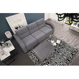 JVmoebel Sofa, 3 Sitzer 235cm Luxus Bank Sofa Couch Blau Wohnzimmer Kanzlei Möbel