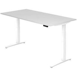 Hammerbacher XBHM2E elektrisch höhenverstellbarer Schreibtisch weiß rechteckig, C-Fuß-Gestell weiß 200,0 x 100,0 cm