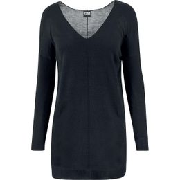 Urban Classics Ladies Fine Knit Oversize V-Neck Sweater Sweatshirt schwarz in L