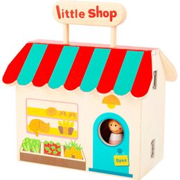 Small Foot Puppen-Einkaufsladen LITTLE SHOP im Koffer 15-teilig aus Holz