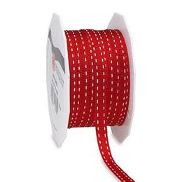 PRÄSENT PRÄSENT Geschenkband Stitches seidenmatt rot 7,0 mm x 20,0 m