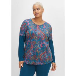 sheego by Joe Browns Große Größen: Lounge-Langarmshirt mit Paisleydruck, petrol bedruckt, Gr.44/46