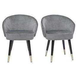 Miliboo Design-Stühle mit grauem Samt und schwarz-vergoldeten Metallbeinen (2er-Set) BRIZO