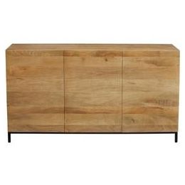 Miliboo Industrial-Sideboard YPSTER 3 Türen aus aus massivem Mangoholz und Metall