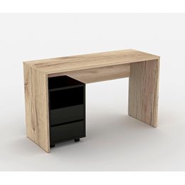 Helvetia Büro-Set Agapi, (Set, 2-St), bestehend aus Schreibtisch und Rollcontainer im modernen Design, beige|schwarz