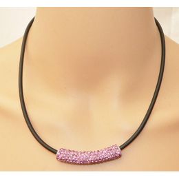 traumschmuck Kette ohne Anhänger 389d Halsreif Collier Kautschuk Röhre Strass amethyst rosa (Geschenk