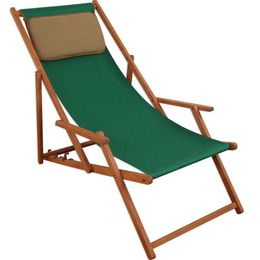 ERST-HOLZ Gartenliege Deckchair grün Liegestuhl klappbare Sonnenliege Holz Strandstuhl