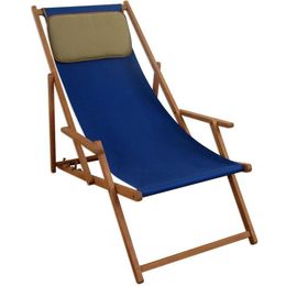 ERST-HOLZ Gartenliege Deckchair blau Liegestuhl Sonnenliege Gartenliege Strandstuhl