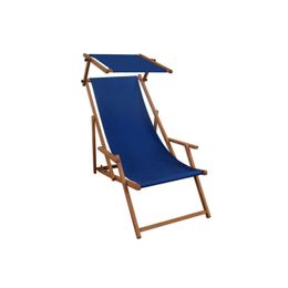 ERST-HOLZ Gartenliege Liegestuhl blau Gartenstuhl Strandstuhl Sonnendach Sonnenliege