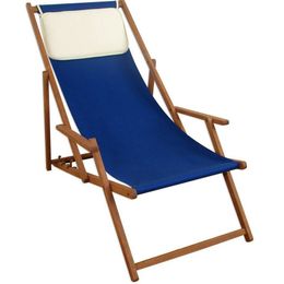 ERST-HOLZ Gartenliege Liegestuhl Strandstuhl blau Kissen Gartenliege Relaxliege Sonnenliege