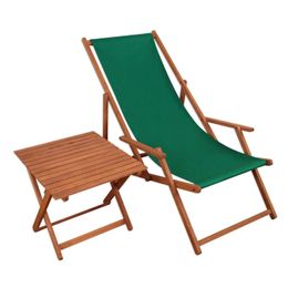 ERST-HOLZ Gartenliege Sonnenliege grün Liegestuhl Tisch Gartenliege Deckchair Strandstuhl