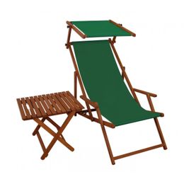 ERST-HOLZ Gartenliege Sonnenliege grün Liegestuhl Sonnendach Tisch Gartenliege Strandstuhl