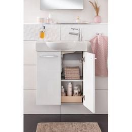 Fackelmann Waschbeckenunterschrank SBC Badmöbel für Gäste-WC, Breite ca. 55 cm, braun|weiß