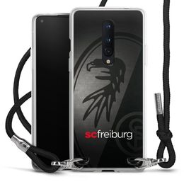 DeinDesign Handyhülle SC Freiburg Offizielles Lizenzprodukt Metallic Look, OnePlus 8 Handykette Hülle mit Band Case zum Umhängen Cover mit Kette, weiß