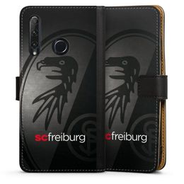 DeinDesign Handyhülle SC Freiburg Offizielles Lizenzprodukt Metallic Look, Huawei Honor 20 Lite Hülle Handy Flip Case Wallet Cover, schwarz