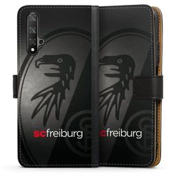 DeinDesign Handyhülle SC Freiburg Offizielles Lizenzprodukt Metallic Look, Huawei Nova 5T Hülle Handy Flip Case Wallet Cover Handytasche Leder