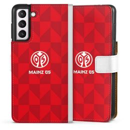 DeinDesign Handyhülle Mainz 05 Offizielles Lizenzprodukt Fanartikel Rautenmuster Mainz 05, Samsung Galaxy S21 5G Hülle Handy Flip Case Wallet Cover