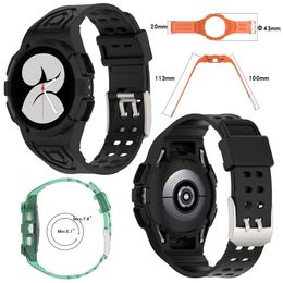 Wigento Smartwatch-Armband Für Samsung Galaxy Watch 4 Classic 46mm Kunststoff / Silikon Armband mit Gehäuse-Schutz Watch Uhr Schwarz Ersatz Arm Band