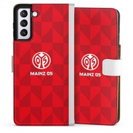 DeinDesign Handyhülle Mainz 05 Offizielles Lizenzprodukt Fanartikel Rautenmuster Mainz 05, Samsung Galaxy S21+ 5G Hülle Handy Flip Case Wallet Cover