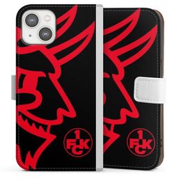 DeinDesign Handyhülle Offizielles Lizenzprodukt 1.FCK Dauerkarte, Apple iPhone 14 Hülle Handy Flip Case Wallet Cover Handytasche Leder, weiß