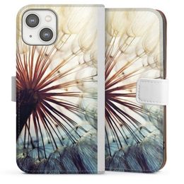 DeinDesign Handyhülle Pusteblume Fotografie Blumen Dandelion 1, Apple iPhone 14 Hülle Handy Flip Case Wallet Cover Handytasche Leder, weiß