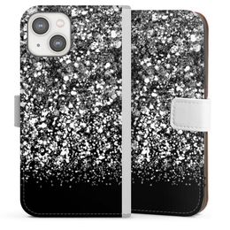 DeinDesign Handyhülle Glitzer Look Schneeflocken Muster Snow Fall Glitter Look, Apple iPhone 14 Hülle Handy Flip Case Wallet Cover Handytasche Leder