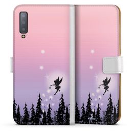 DeinDesign Handyhülle Disney Tinkerbell Offizielles Lizenzprodukt Tinker Bell Woods, Samsung Galaxy A7 (2018) Hülle Handy Flip Case Wallet Cover, weiß