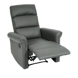 Fernsehsessel MCW-J96, Relaxsessel Sessel Liegesessel, Liegefunktion verstellbar Kunstleder ~ grau