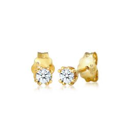 Elli DIAMONDS Paar Ohrstecker Solitär Stecker Diamant (0.06 ct) 585 Gelbgold, goldfarben