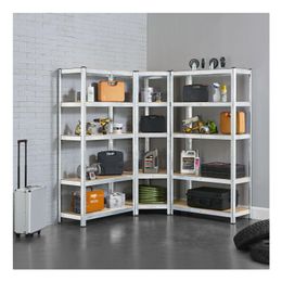 Juskys 3er Metall Regalsystem 1 Eckregal & 2 Lagerregale 15 B&ouml;den aus MDF Holz 2625 kg