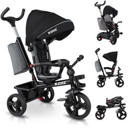 Kidiz&reg; Dreirad 5in1 Kinderdreirad mit Schubstange Lenksystem Stange ab 1 Jahr vorw&auml;rts und R&uuml;ckw&auml;rtsfahrt Jogger , Korb Tasche Getr&auml;nkehalter Sonnendach Gummir&auml;der, Buggy Fahrrad Baby Klappbar